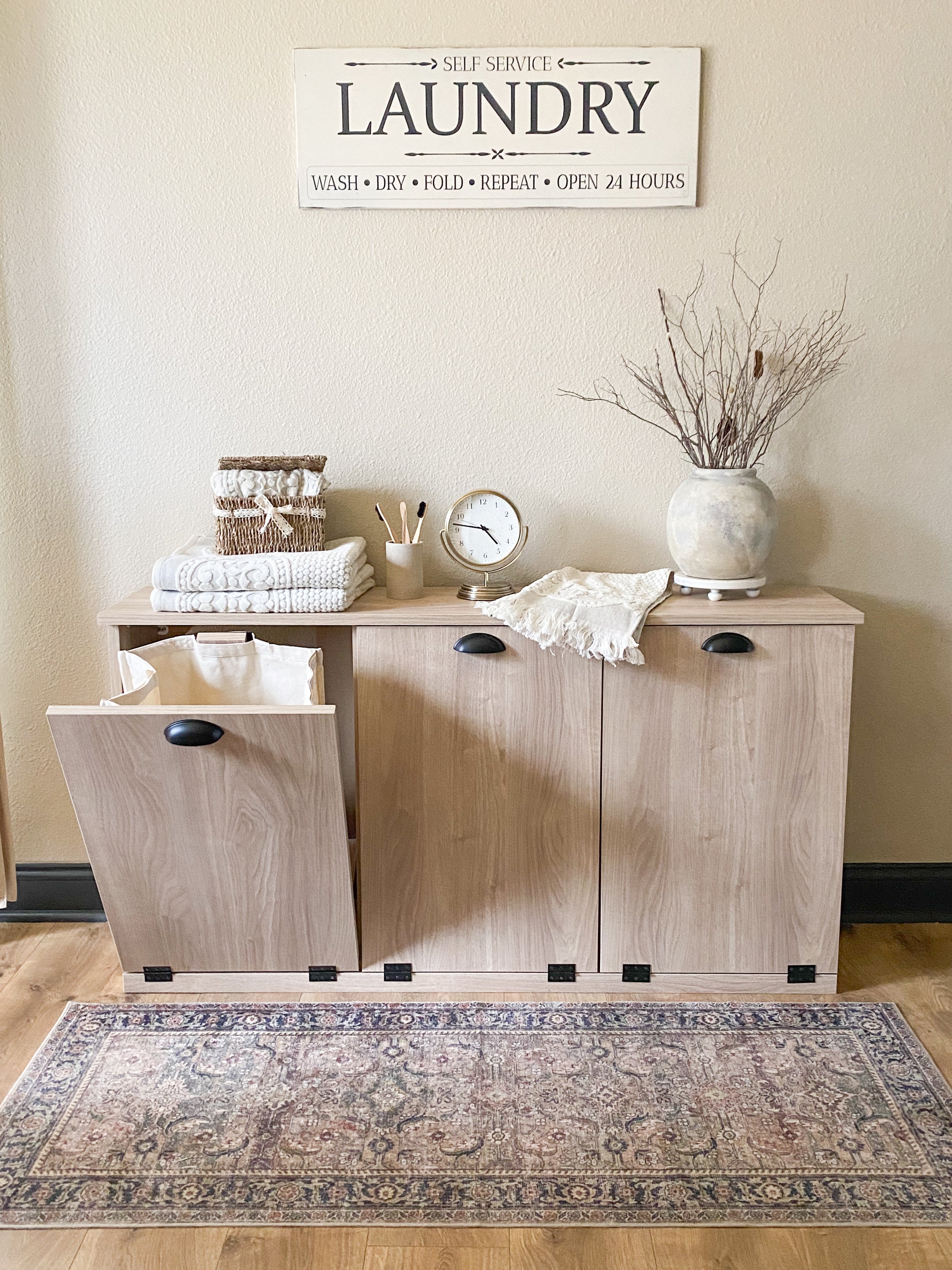 Triple Tilt Out Hidden Laundry Hamper Cabinet – The LoveMade Home